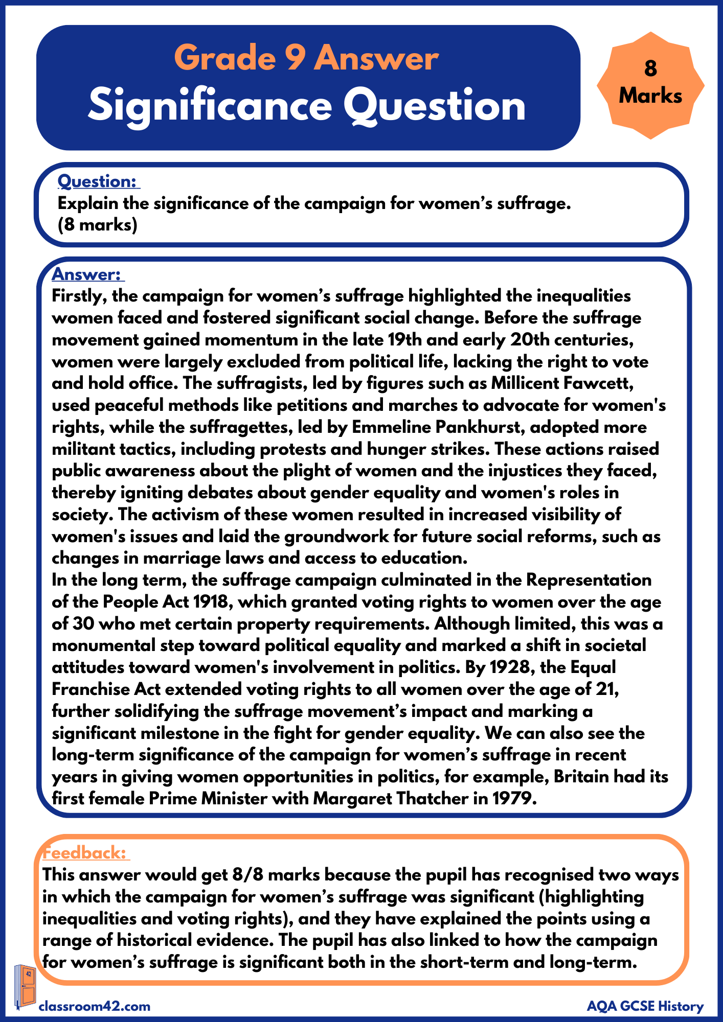 Significance Question – Example Answer AQA Power – Classroom 42