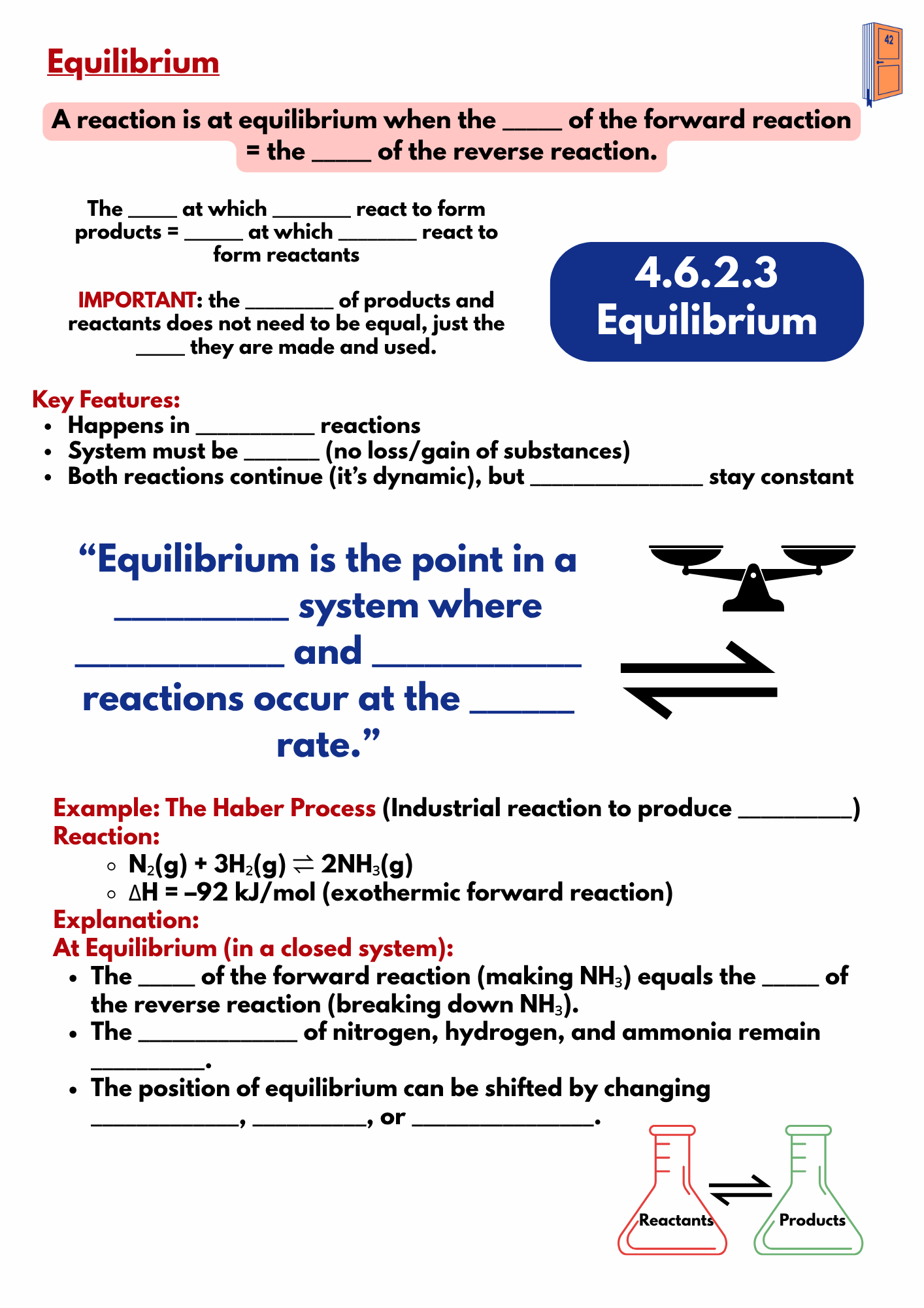 Gaps 4.6.2.3 Equilibrium (Foundation Tier) – Classroom 42