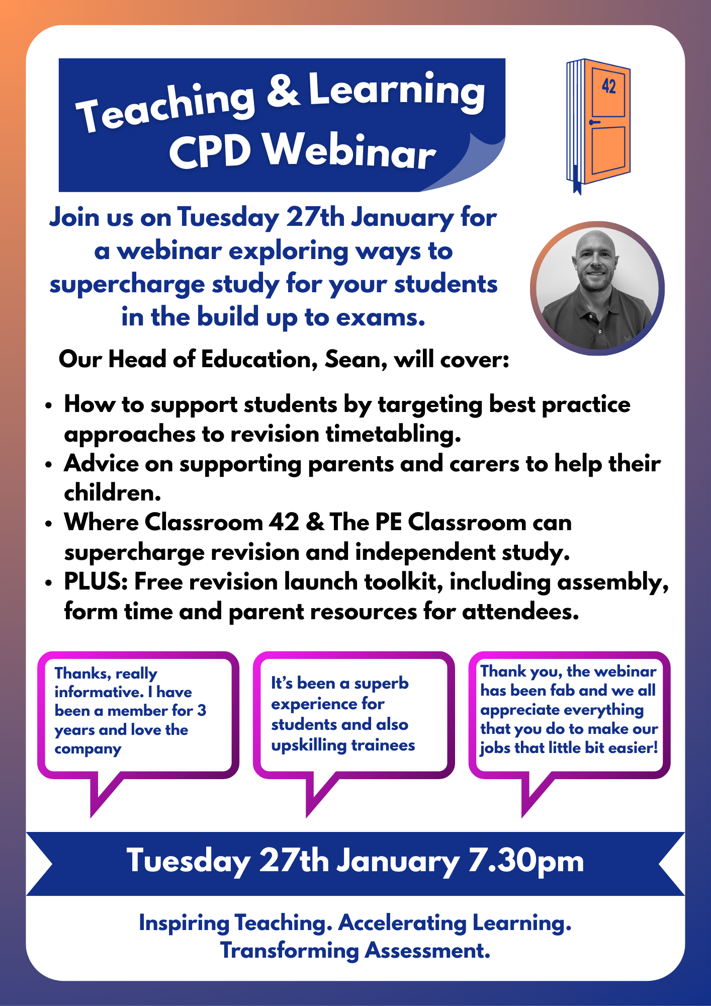 Jan 2026 T&L CPD Webinar Portrait ad – Classroom 42